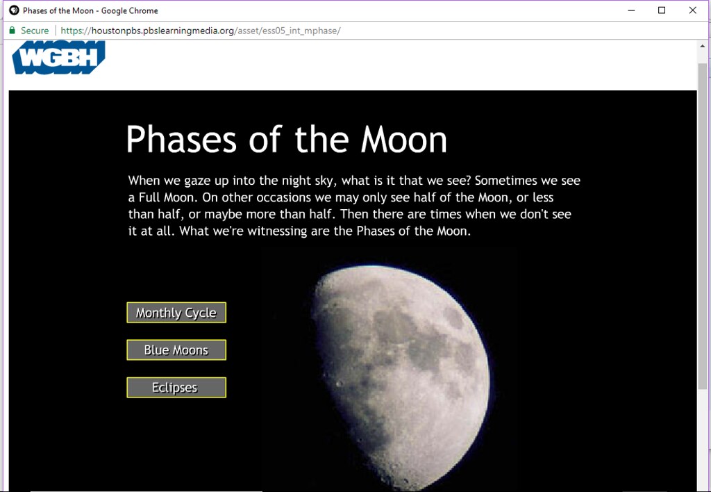 Phases Of The Moon | Create WebQuest